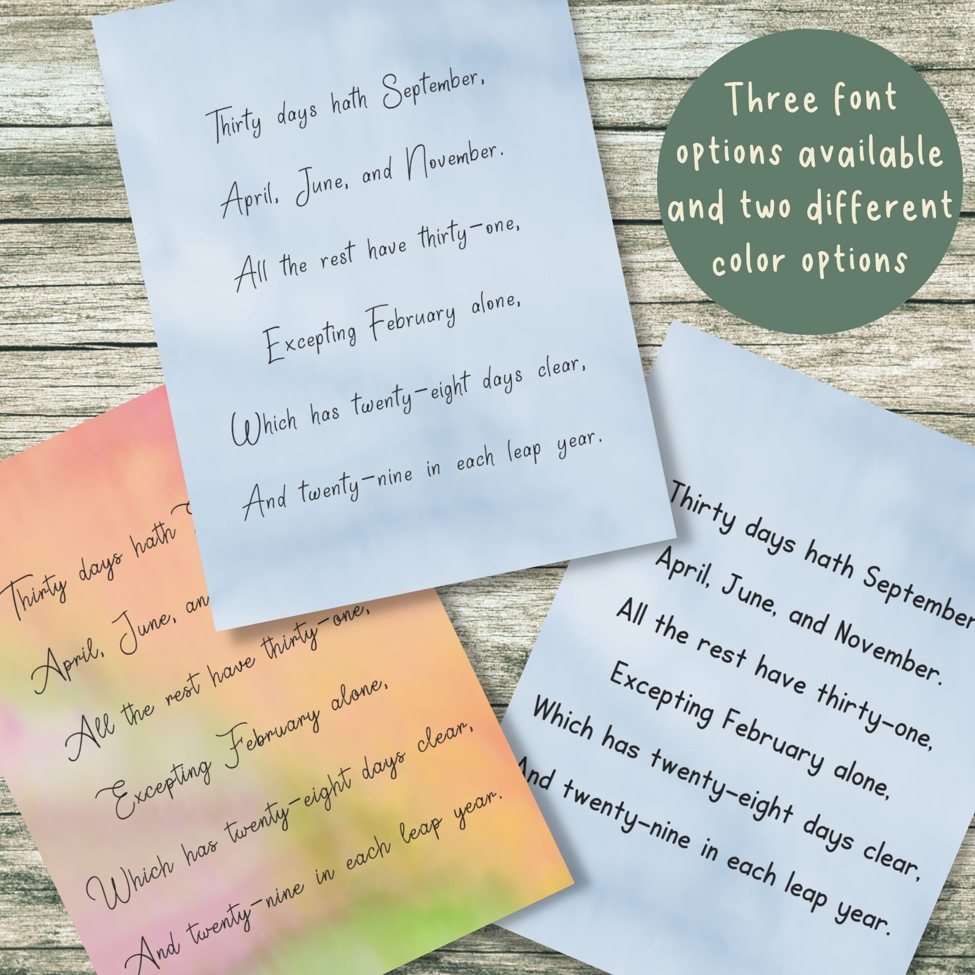 Days of the Week and Months of the Year Calendar Sorting Activity With ...