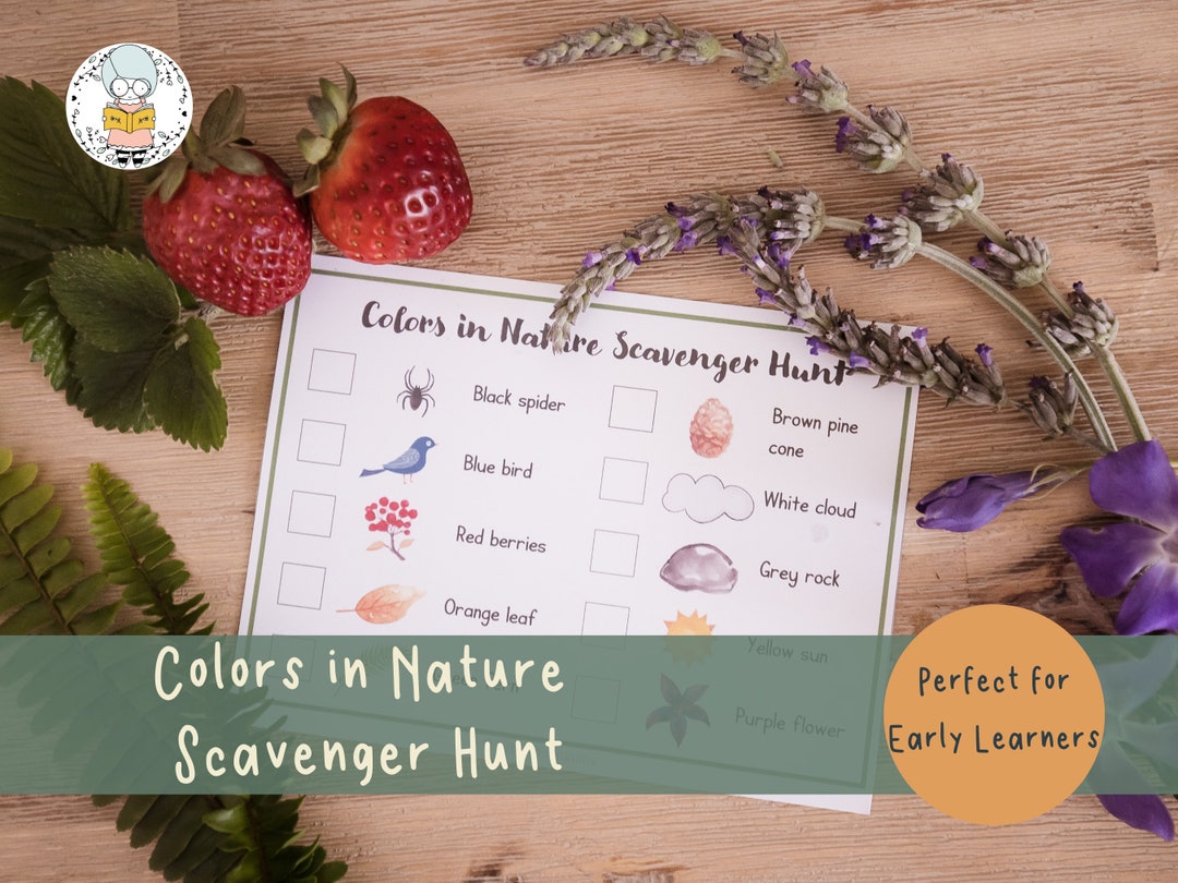 Colors in Nature Scavenger Hunt Card, Learning Colours, Outdoor ...