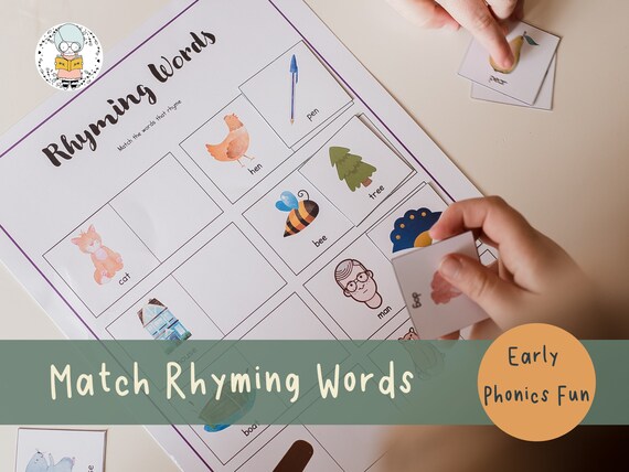 Rhyming Words Matching Activity Phonics and Reading Learning | Etsy