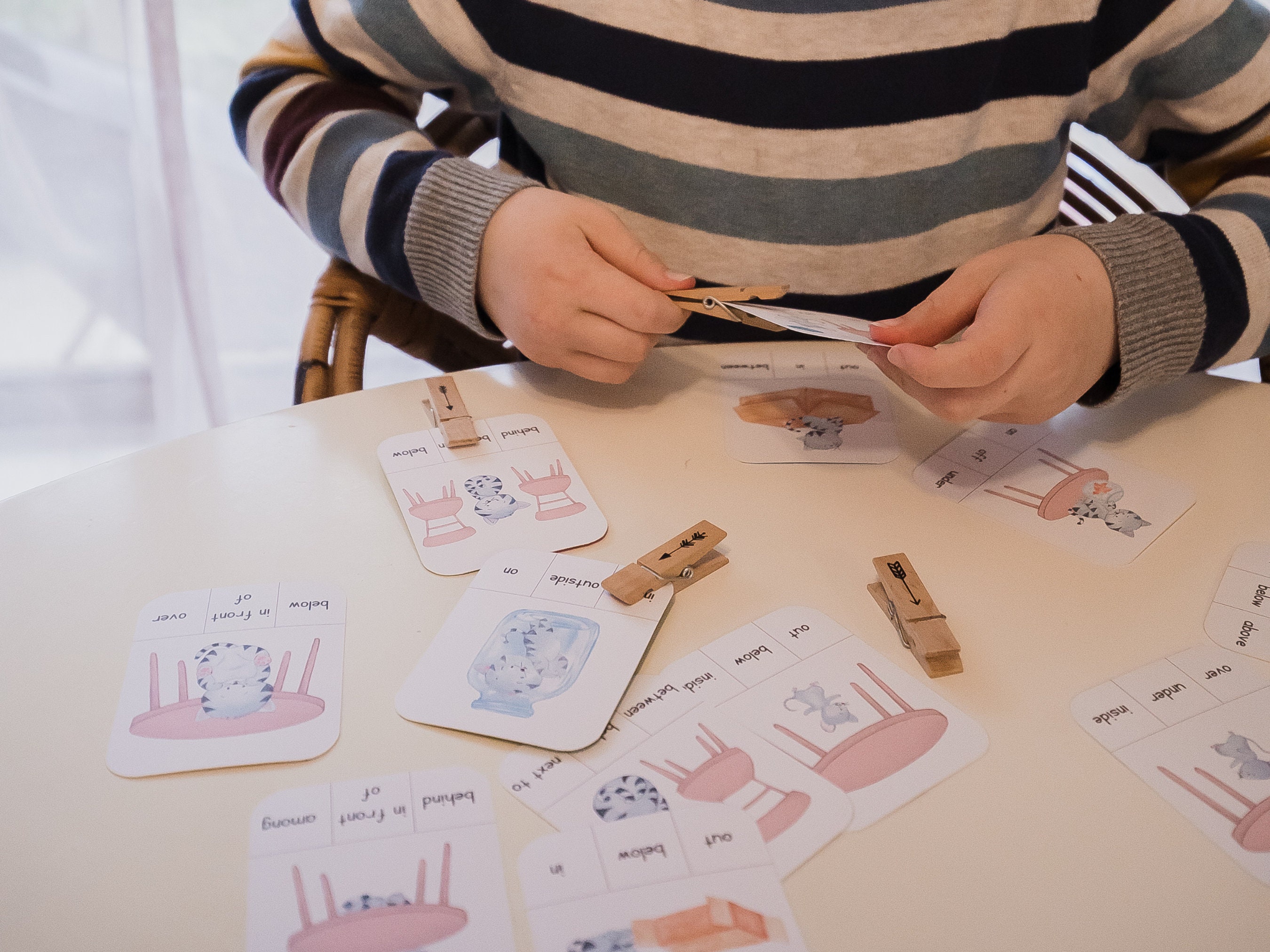 Preposition Clip Cards 12 Cute Cat and Mouse Positional - Etsy