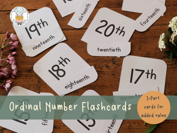 Ordinal Numbers Three-piece Flash Cards 1st to 20th first - Etsy