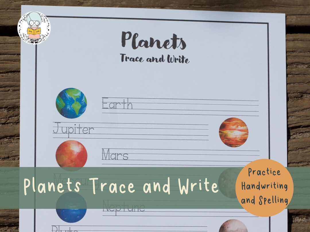 Planets Trace and Write Worksheet | Space and Solar System Handwriting ...