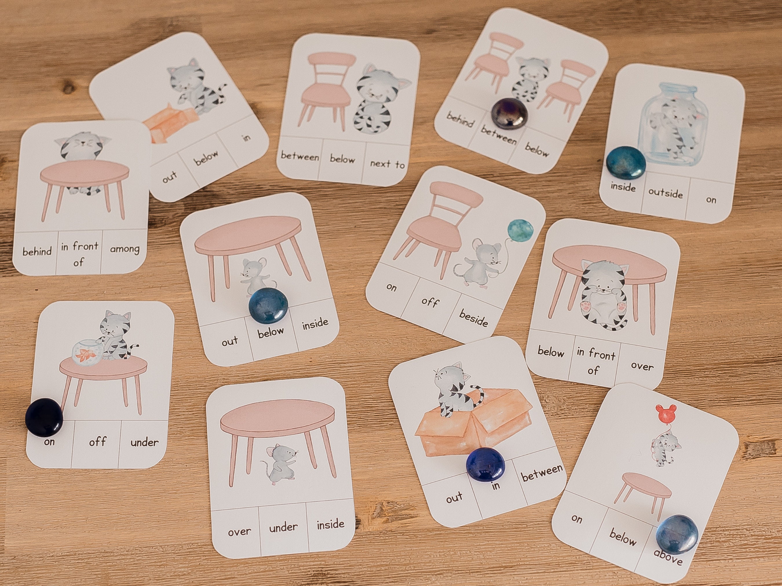Preposition Clip Cards | 12 Cute Cat and Mouse Positional Words ...