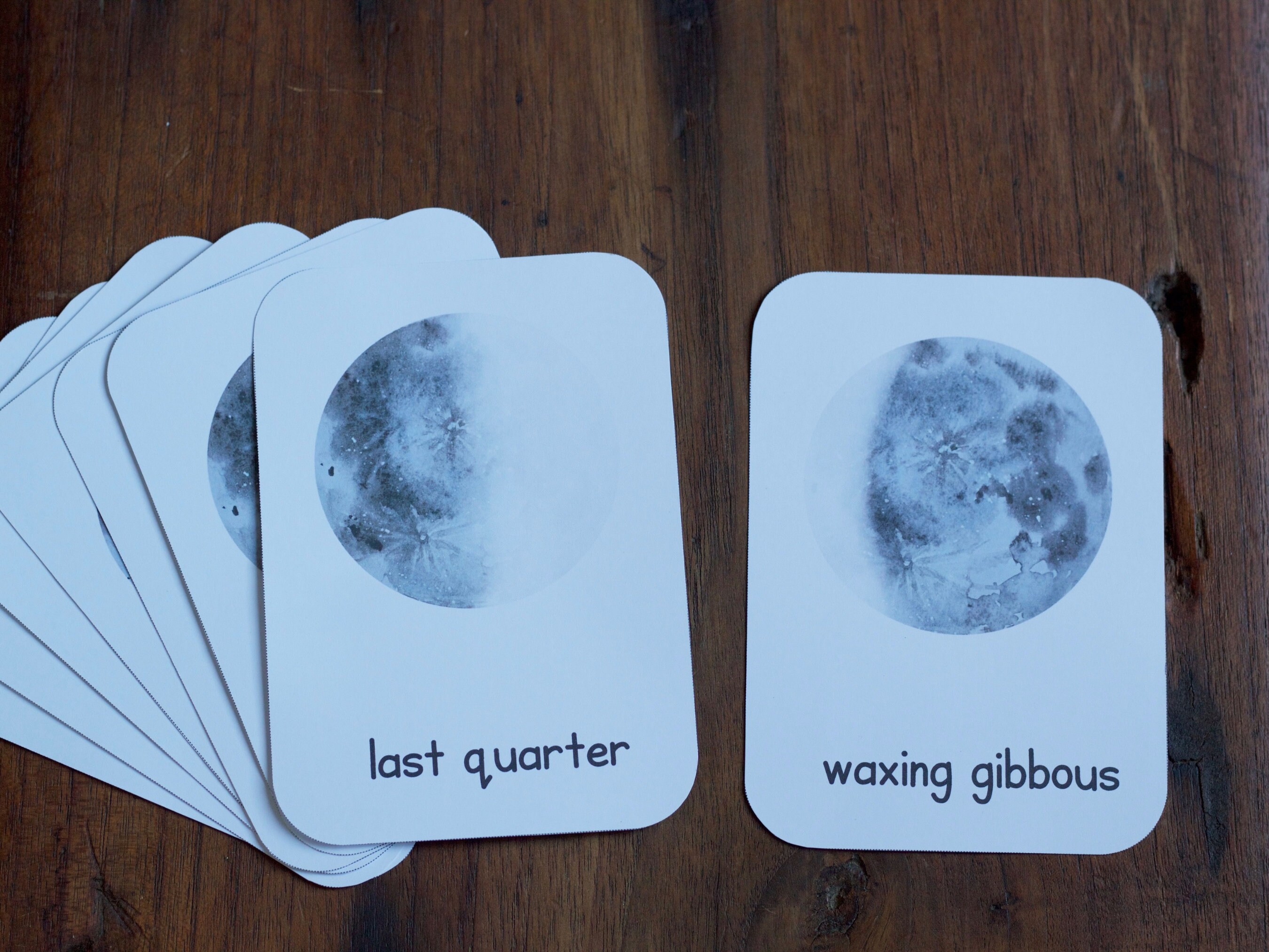 Phases of the Moon Three-part Flash Cards Space Unit Nomenclature and ...