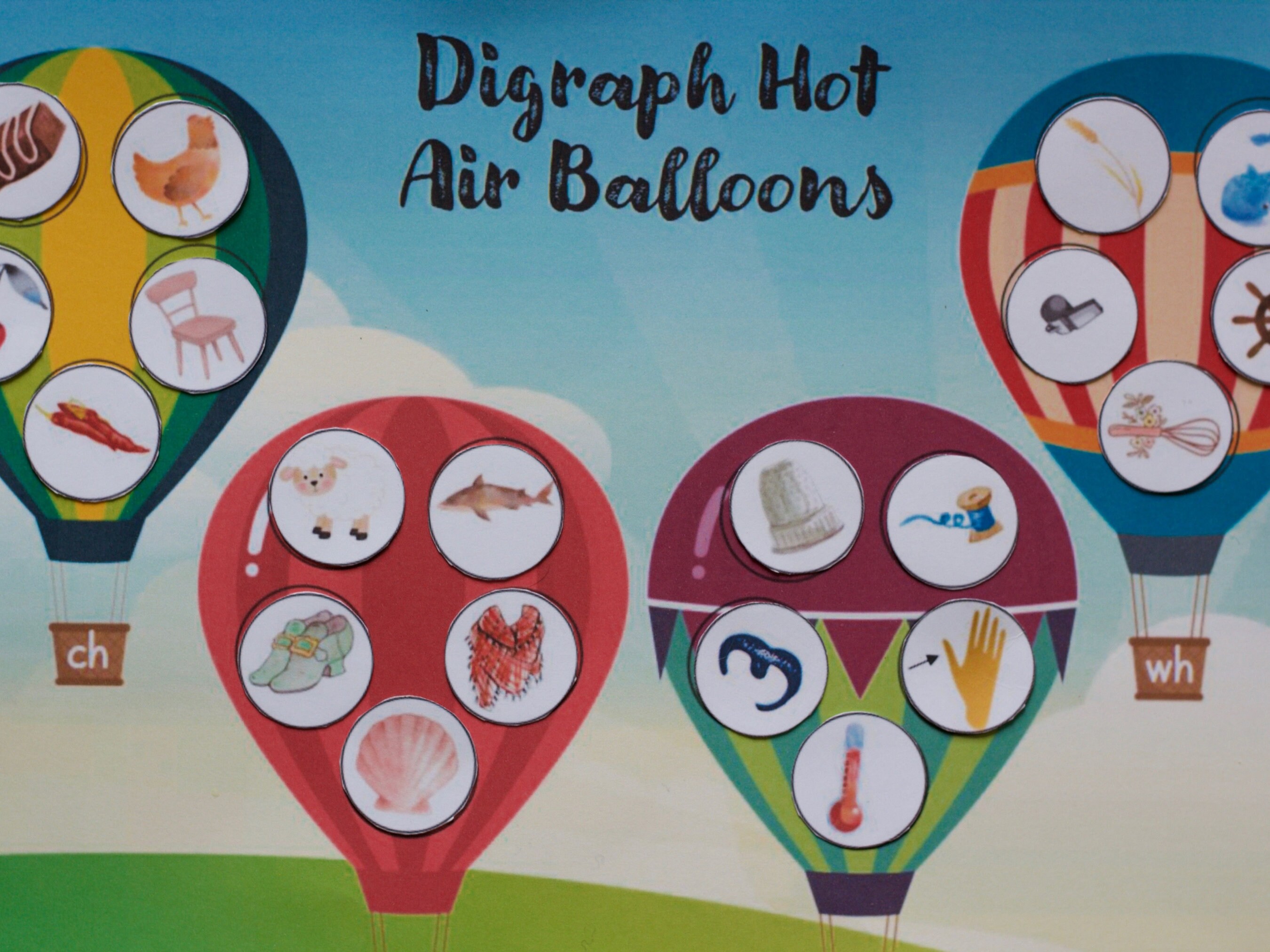 Digraph Sorting Activity Hot Air Balloons Phonics Game - Etsy