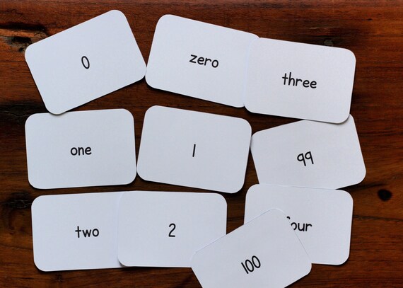 Numbers and Words 0-100 Zero to One Hundred Flash Cards | Etsy