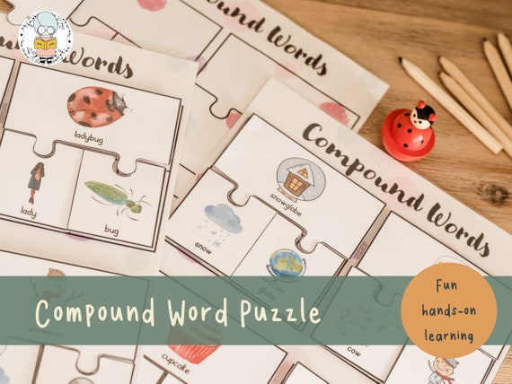 Compound Words Jigsaw Puzzle Piece Activity Set 28 Compound - Etsy