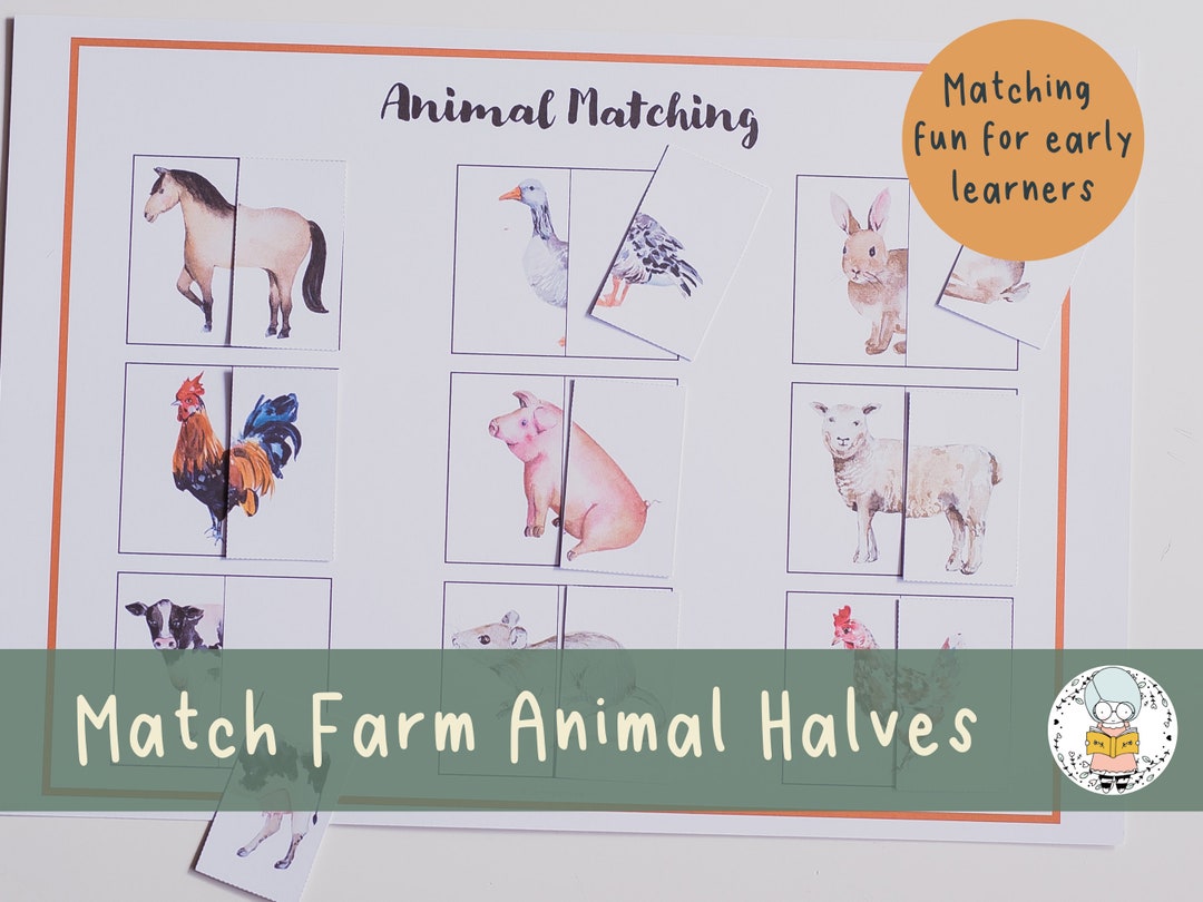 Farm Animal Matching Halves Activity Perfect Hands-on Fun - Etsy