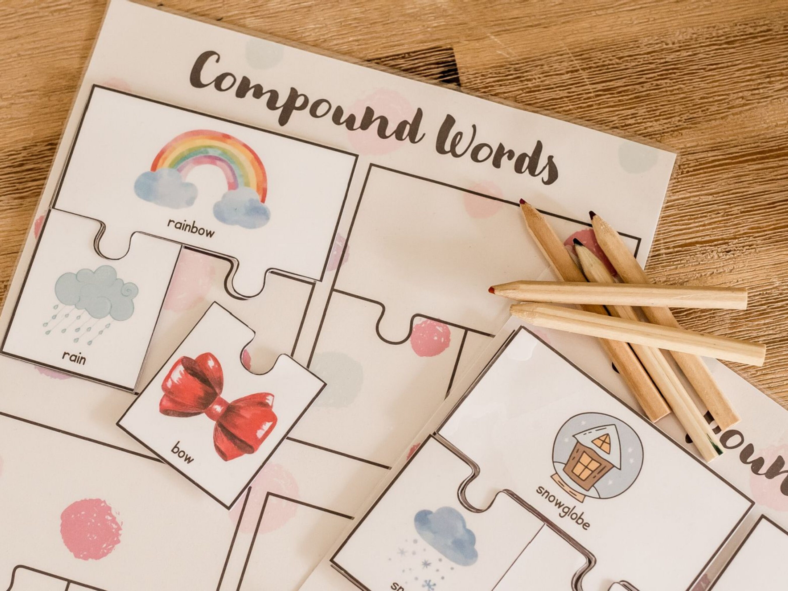 Compound Words Jigsaw Puzzle Piece Activity Set | 28 Compound Words ...