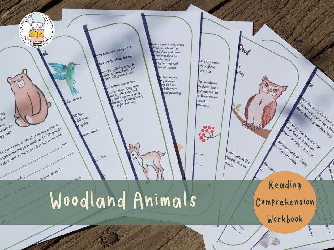 Reading Comprehension Workbook | Woodland Animals | Learning Activity ...