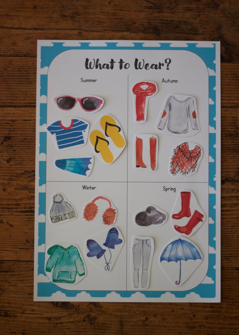 What to Wear Seasonal Clothing Sort by Season Activity | Etsy