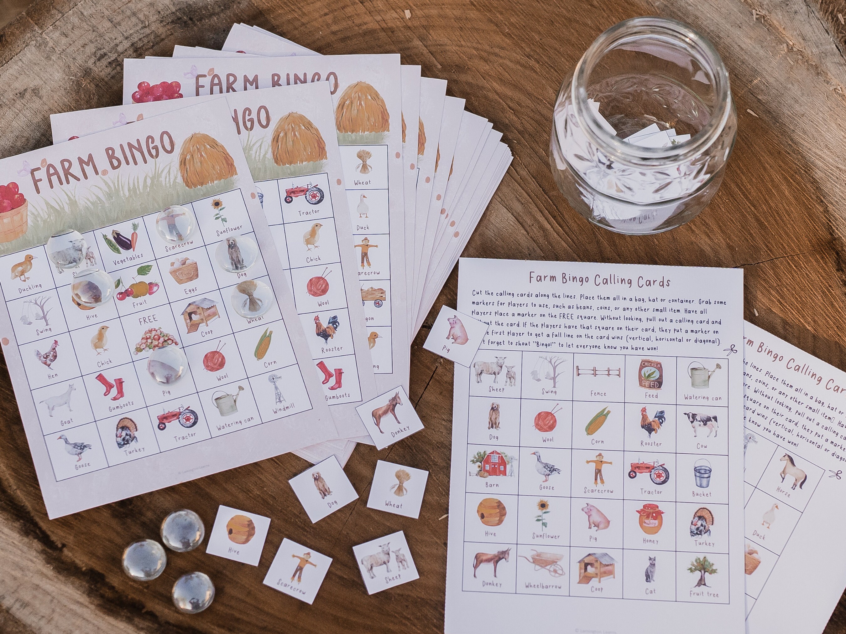 Farm Bingo Game - Learning About Farms Activity With 50 Play Cards ...