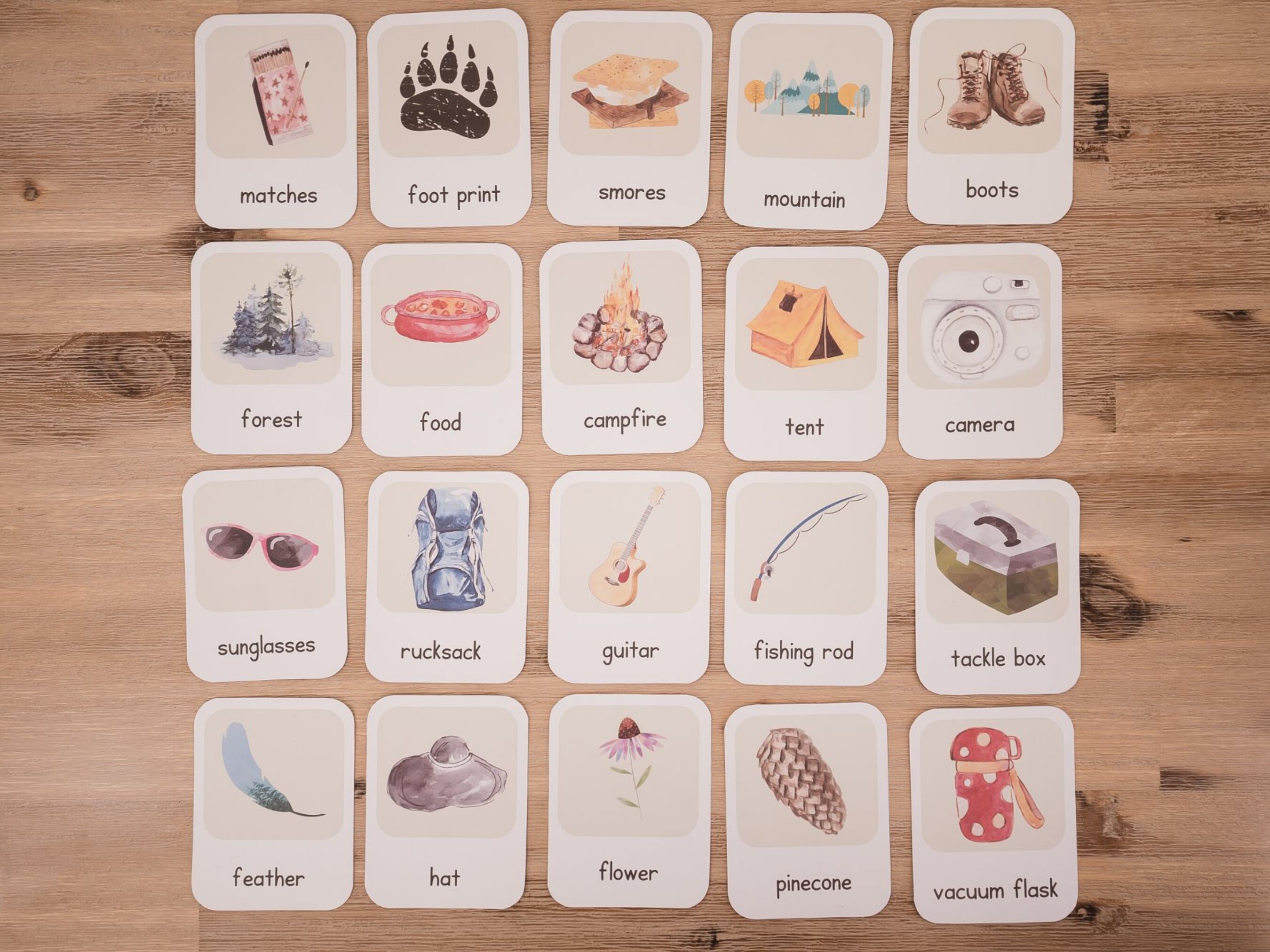 Camping Bundle Flashcards Scavenger Hunt and Bingo Game for - Etsy