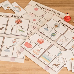 Compound Words Jigsaw Puzzle Piece Activity Set 28 Compound | Etsy
