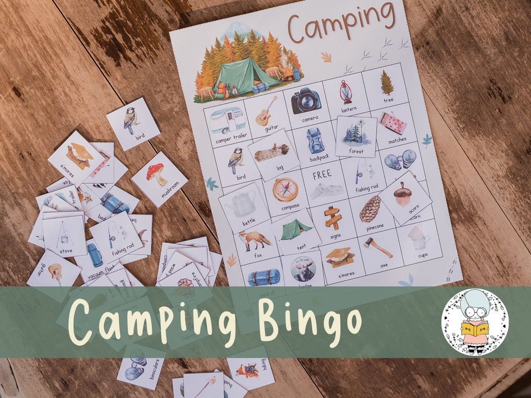 Camping Bingo Game Learning About the Outdoors Activity With 50 Unique ...