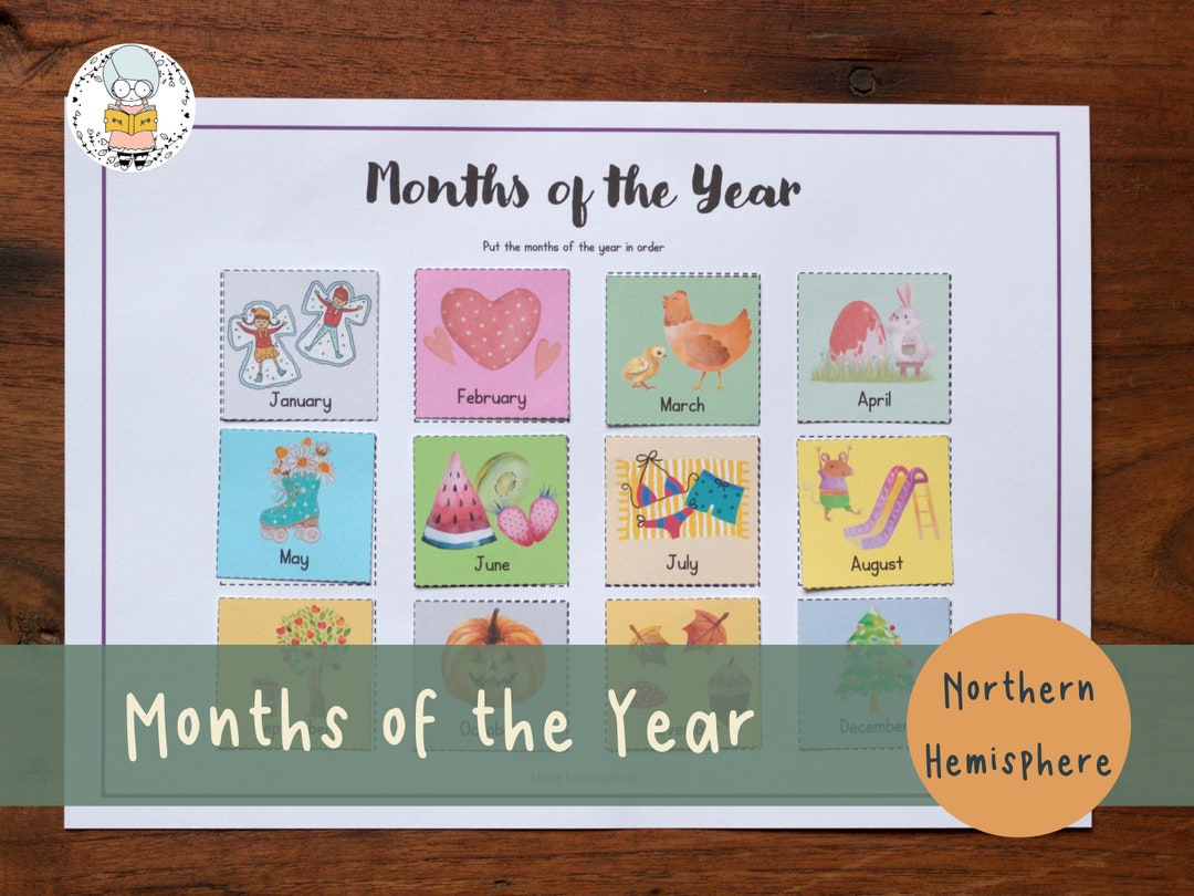 NORTHERN Hemisphere Months of the Year Calendar | Put in Order Activity ...