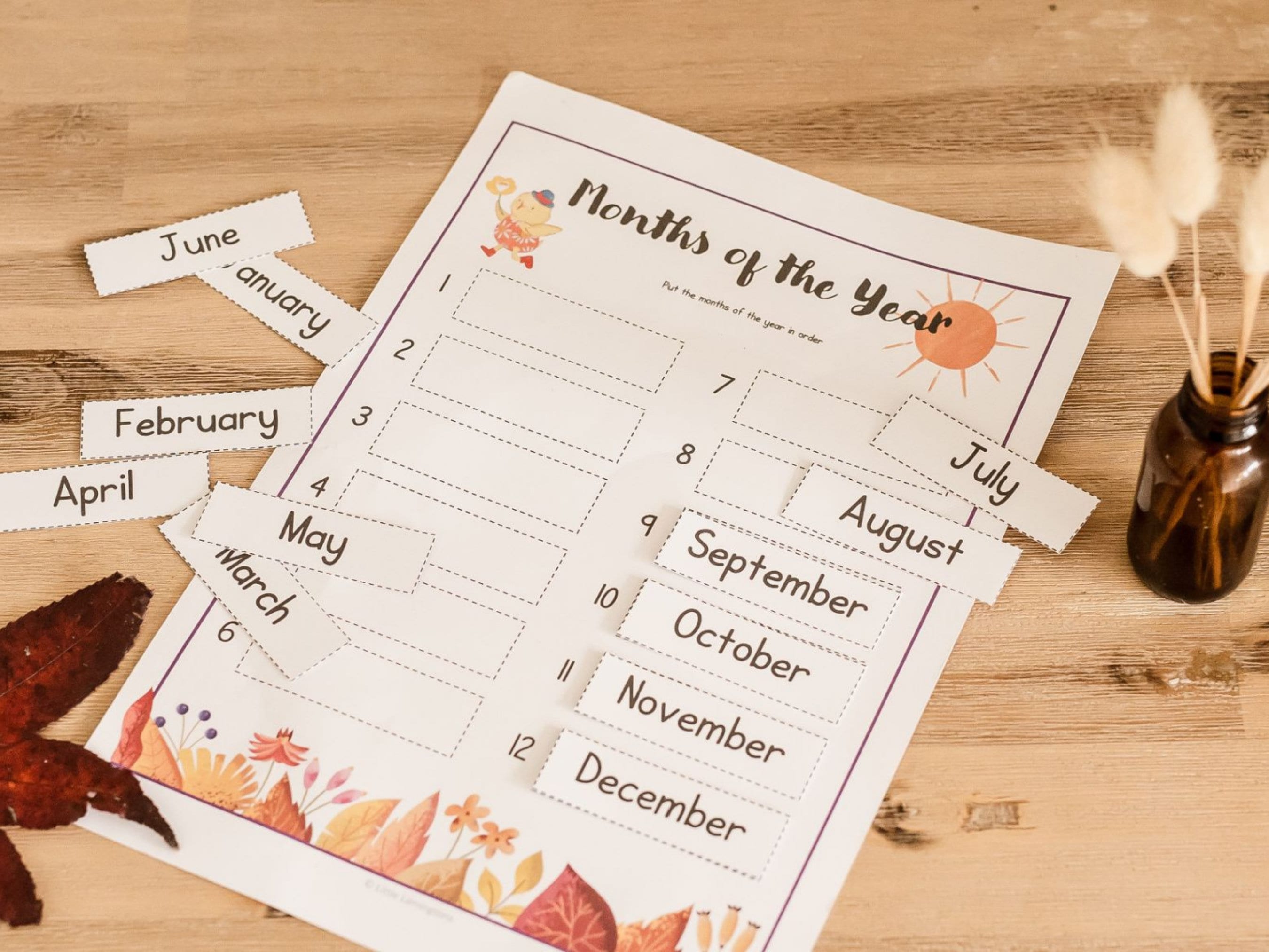 Months of the Year Calendar Sorting in Order Activity | Montessori ...