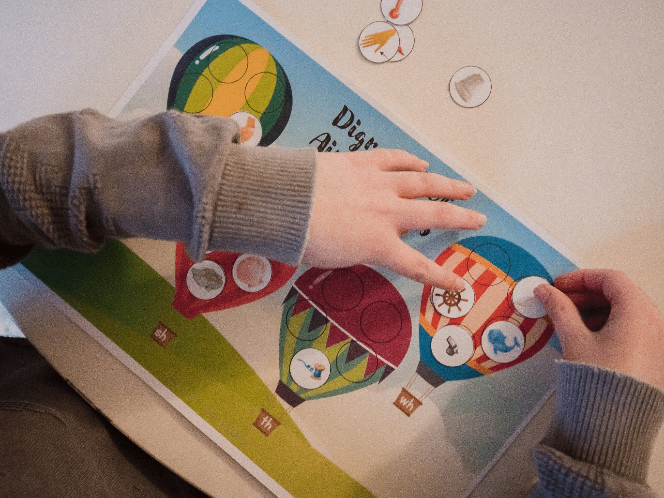 Digraph Sorting Activity Hot Air Balloons Phonics Game Learning to Read ...