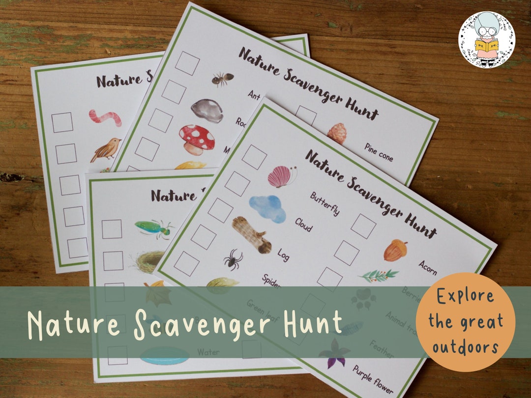 Nature Scavenger Hunt for Kids Cards (4 Pack), Outdoor Activities ...