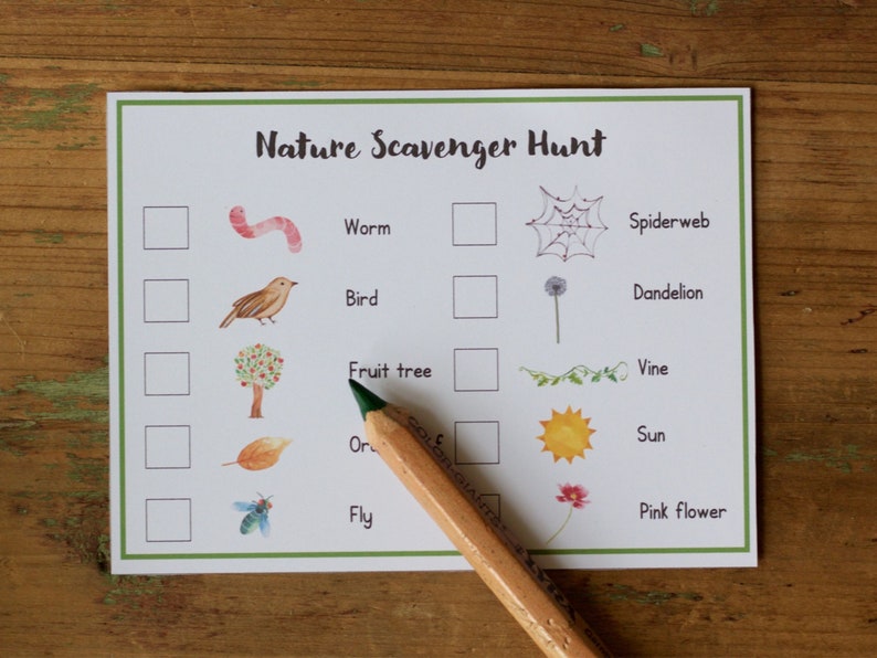 Nature Scavenger Hunt for Kids Cards (4 Pack), Outdoor Activities ...