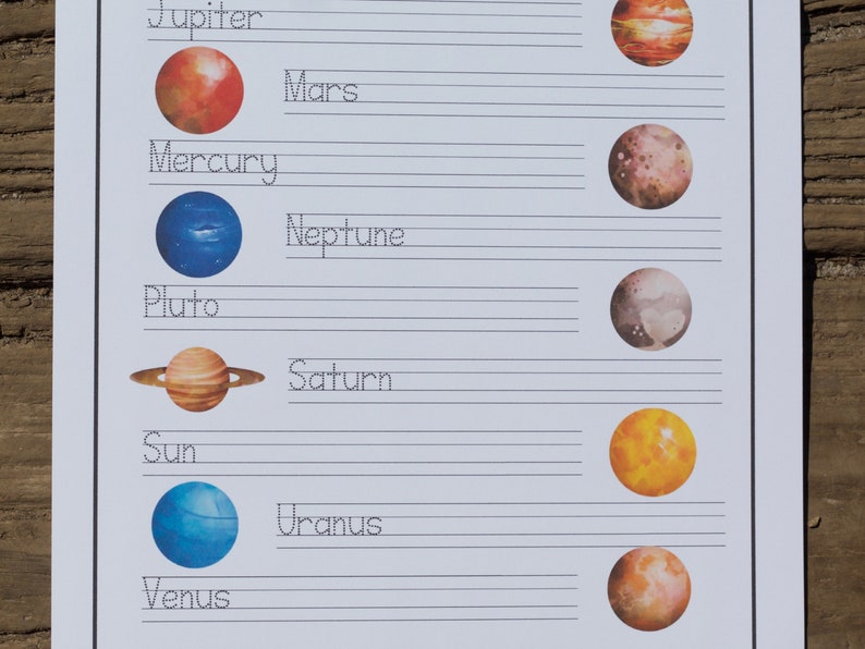 Planets Trace and Write Worksheet | Space and Solar System Handwriting ...