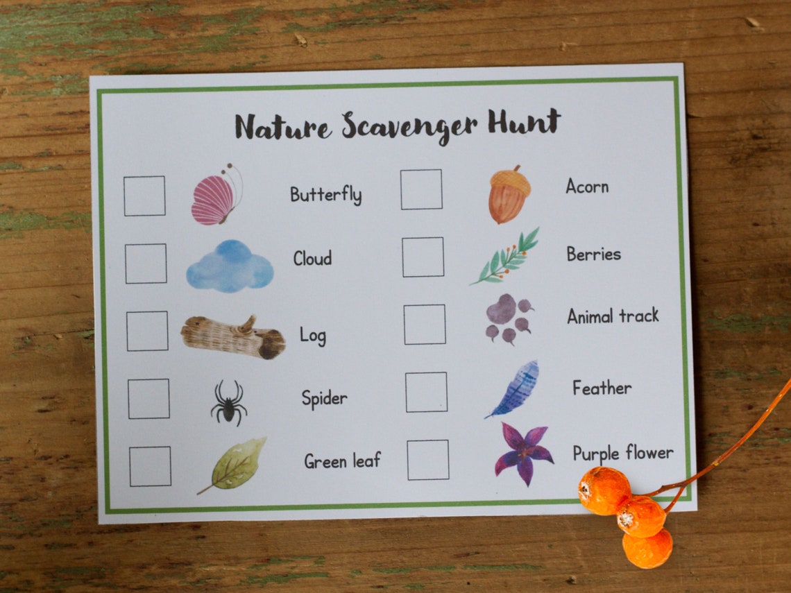 Nature Scavenger Hunt for Kids Cards (4 Pack), Outdoor Activities ...