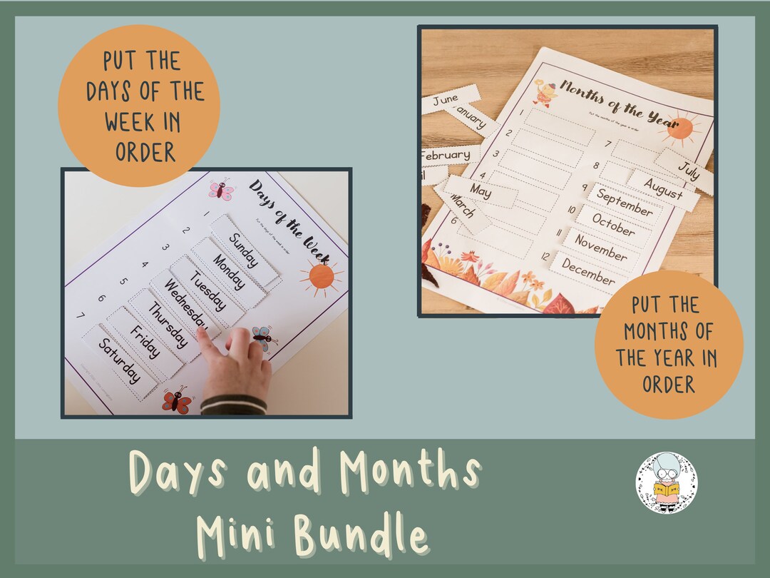 Days of the Week and Months of the Year Calendar Sorting Activity With ...