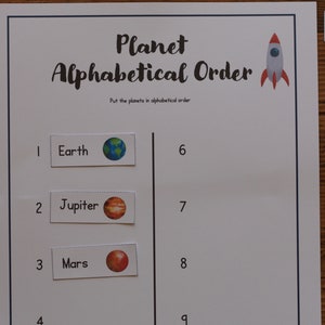 Planets in Alphabetical Order Sorting Activity | Solar System Printable ...