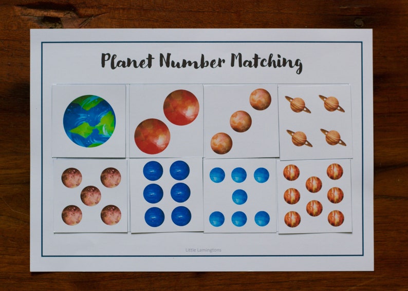 Planet and Number Matching Activity Learning to Count | Etsy