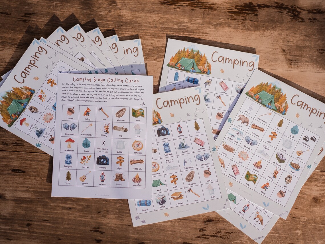 Camping Bundle Flashcards Scavenger Hunt and Bingo Game for - Etsy