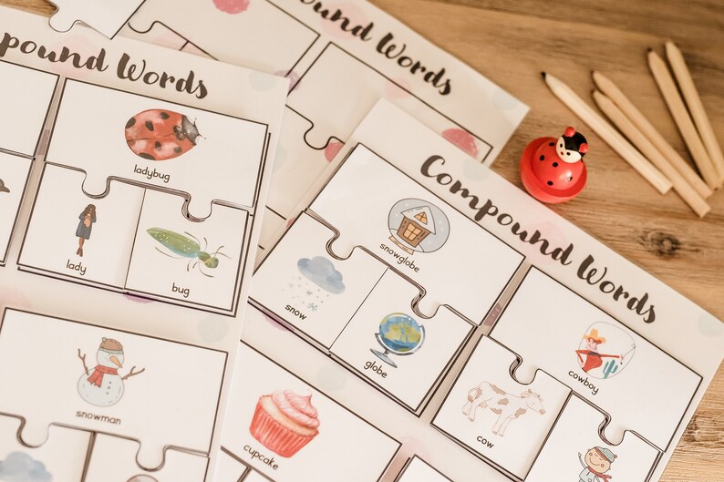 Compound Words Jigsaw Puzzle Piece Activity Set 28 Compound | Etsy