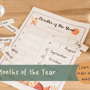 Months of the Year Calendar Sorting in Order Activity | Montessori ...