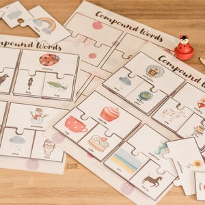 Compound Words Jigsaw Puzzle Piece Activity Set | 28 Compound Words ...