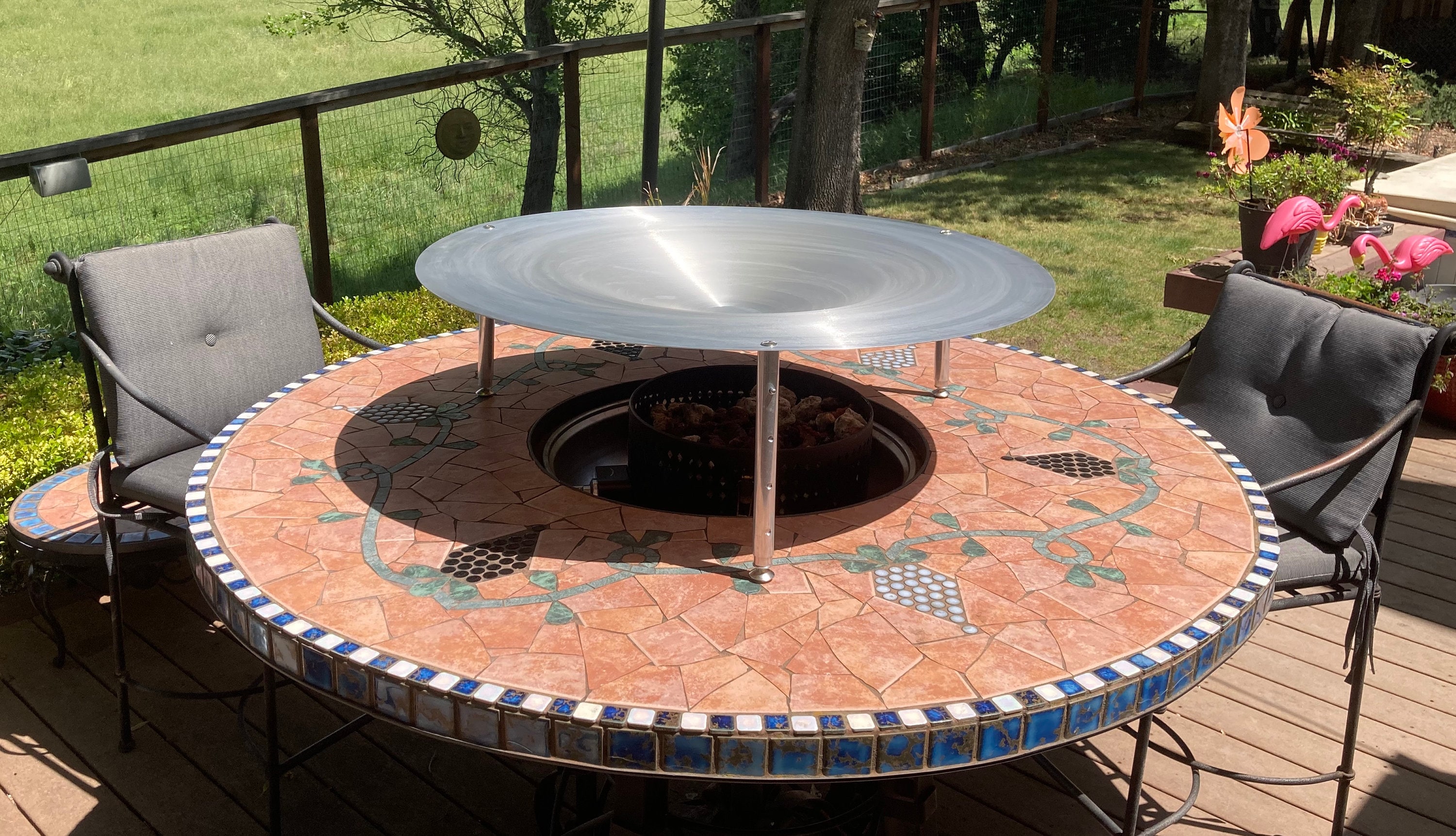 36" Stainless Steel Fire Pit Heat Deflector / Reflector and Cover for ...