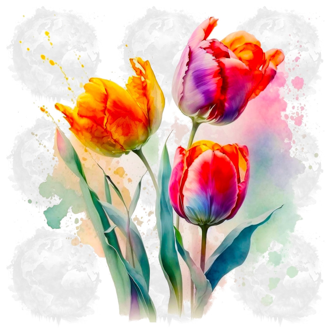 Tulip Art Watercolor Tulip Clipart Watercolor Tulip Tulip - Etsy