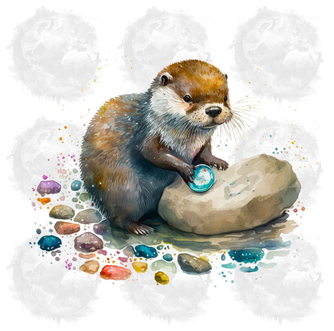 Otter Art, Watercolor Otter Clipart, Watercolor Otters, Otter Clipart ...