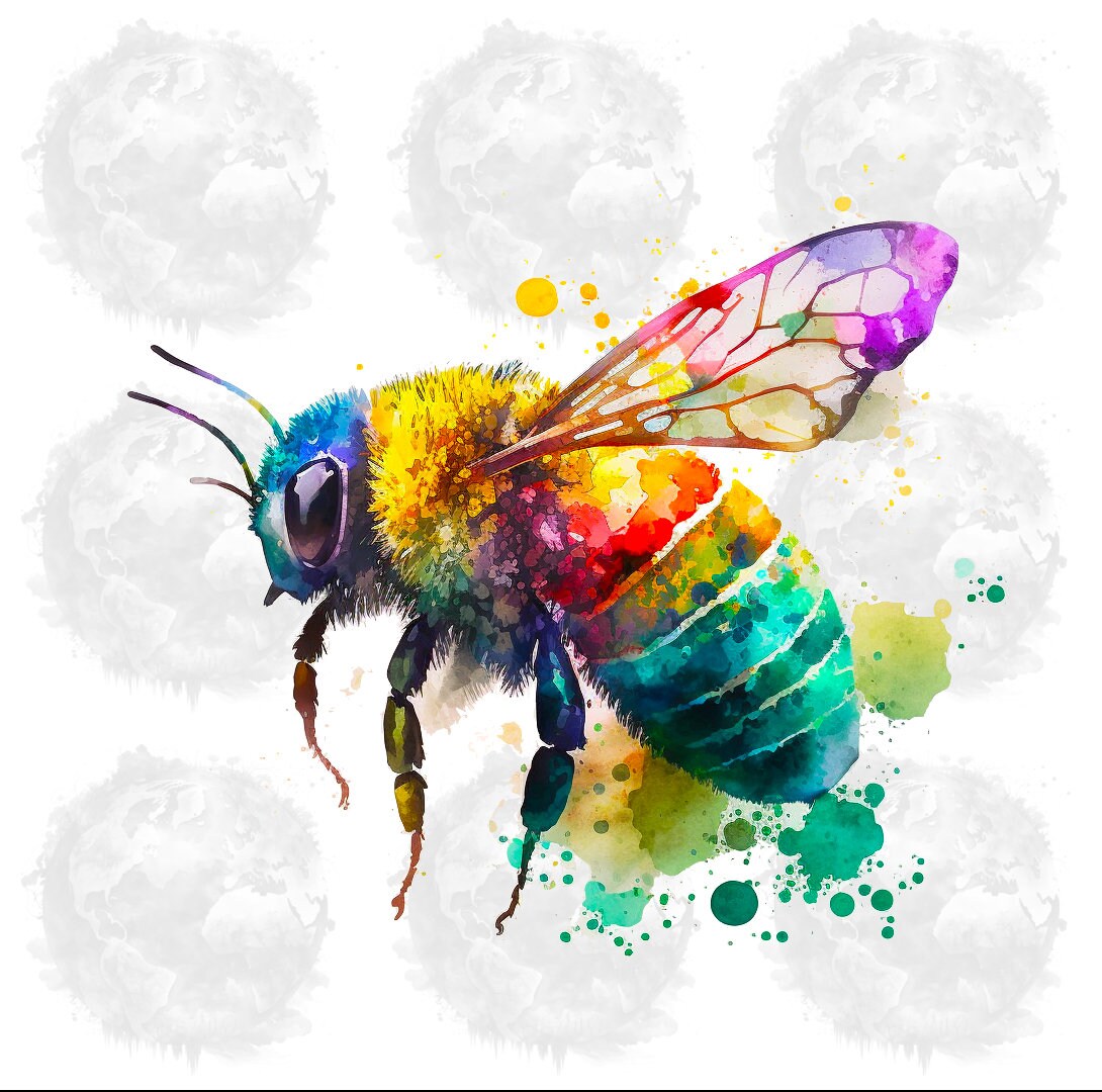Bee Art, Watercolor Bee Clipart, Watercolor Bees, Bee Clipart, Animal ...