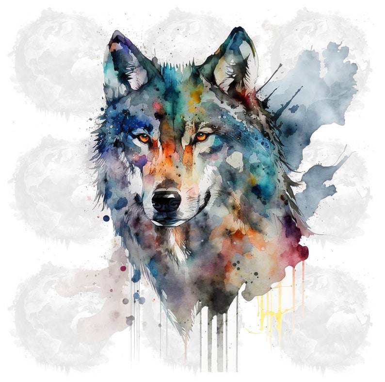 Wolf Art Watercolor Wolf Clipart Watercolor Wolves Wolf - Etsy