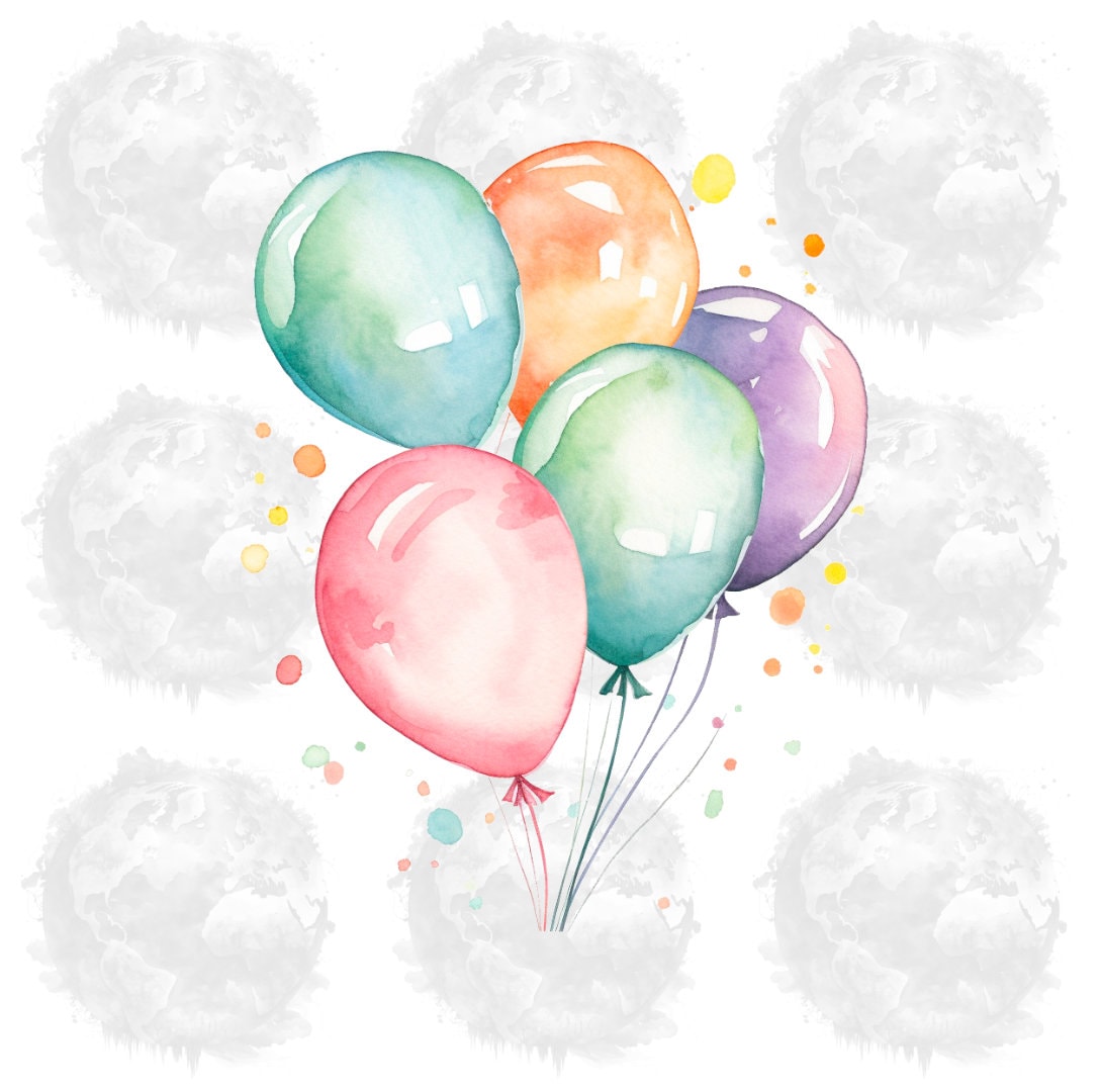 Balloon Art, Watercolor Balloon Clipart, Watercolor Balloons, Balloon ...