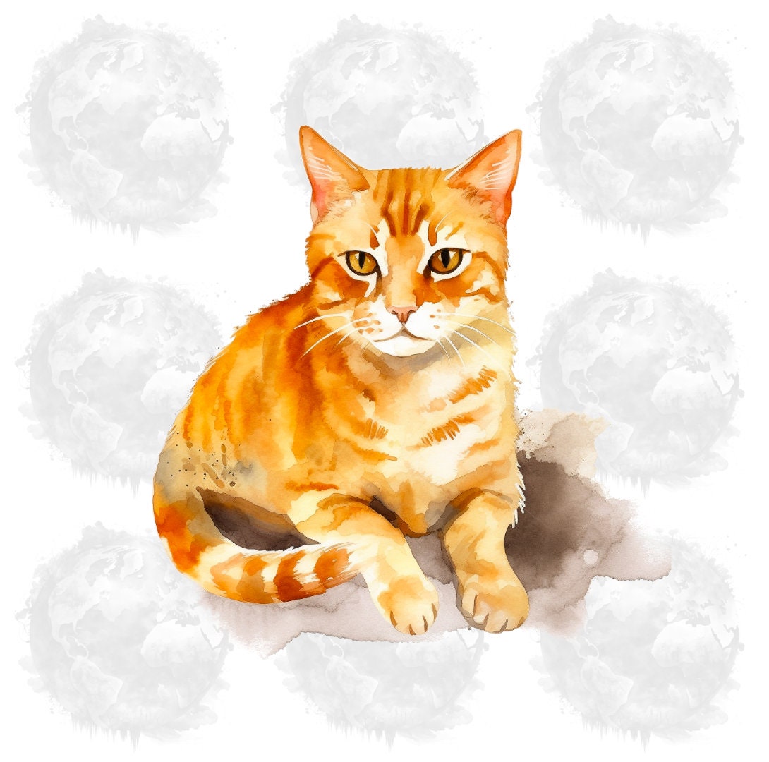 Cat Art, Watercolor Cat Clipart, Watercolor Cats, Cat Clipart, Animal Art PNG, Instant Download ...