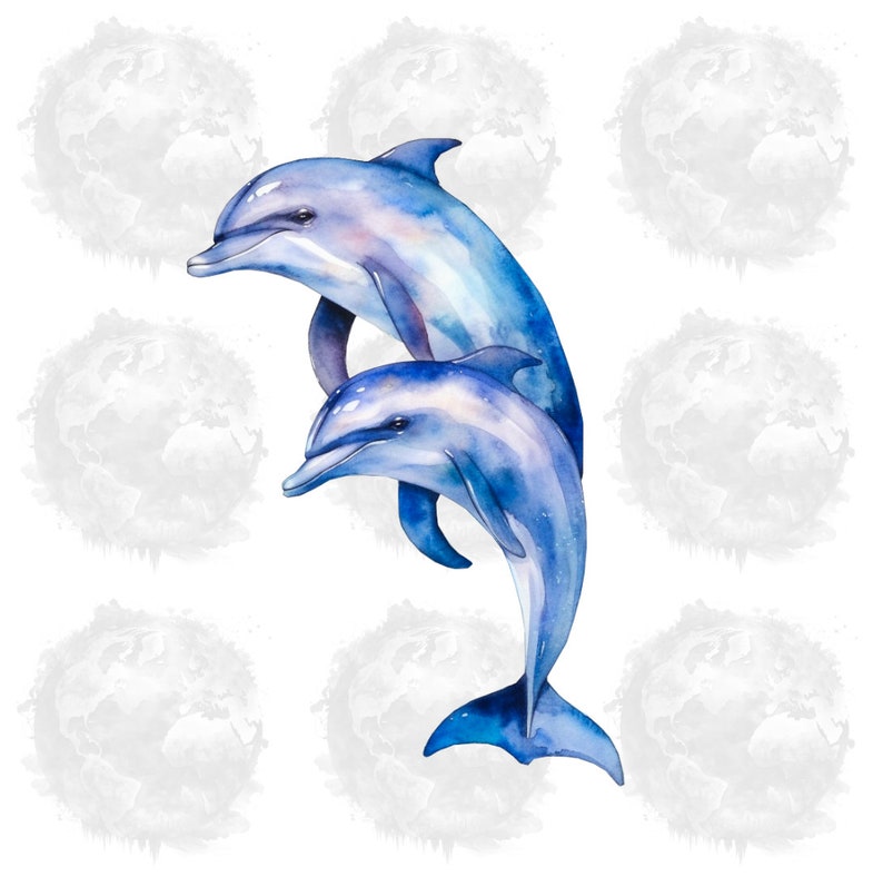 Dolphin Art, Watercolor Dolphin Clipart, Watercolor Dolphins, Dolphin ...