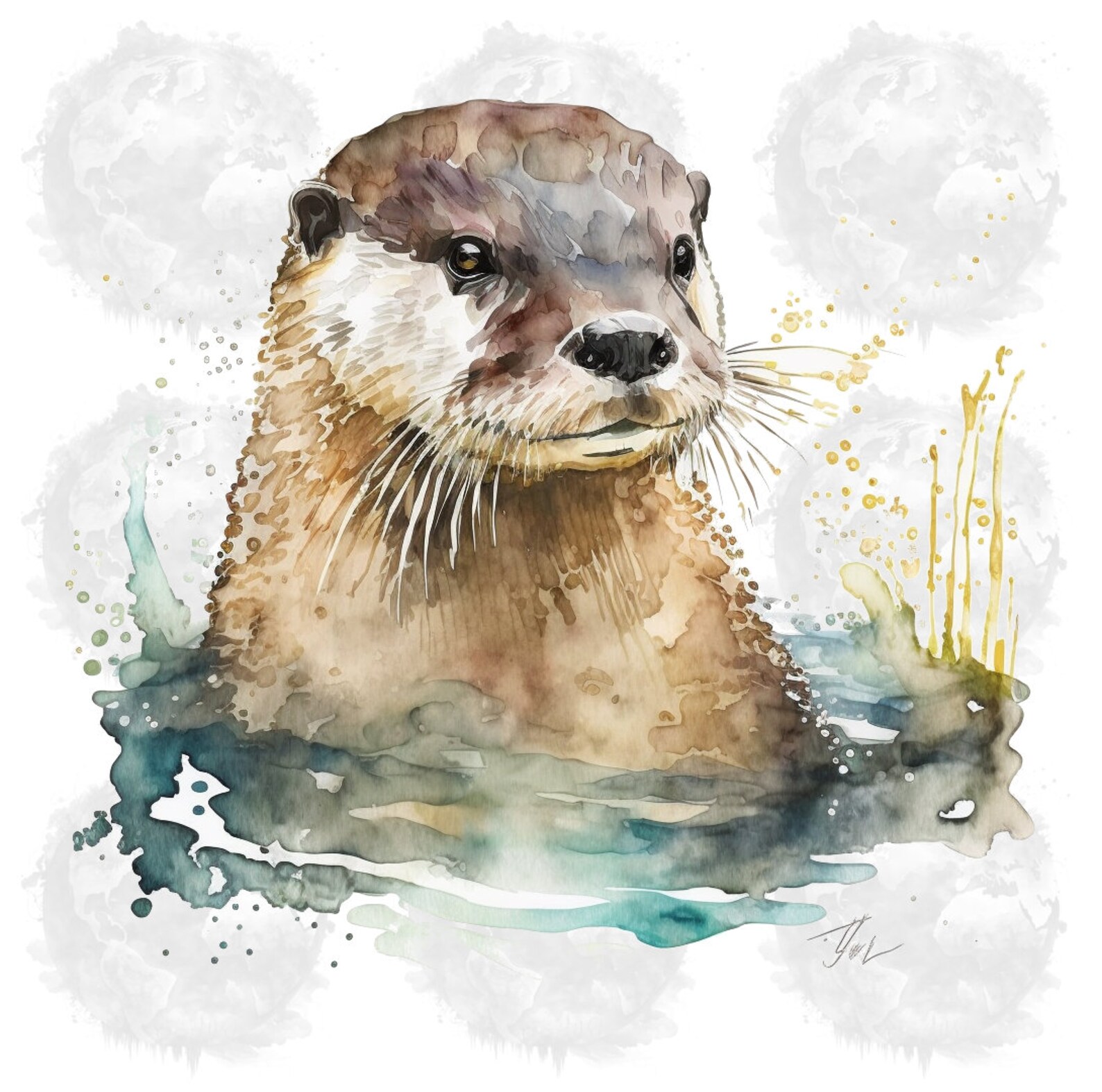 Otter Art Watercolor Otter Clipart Watercolor Otters Otter - Etsy