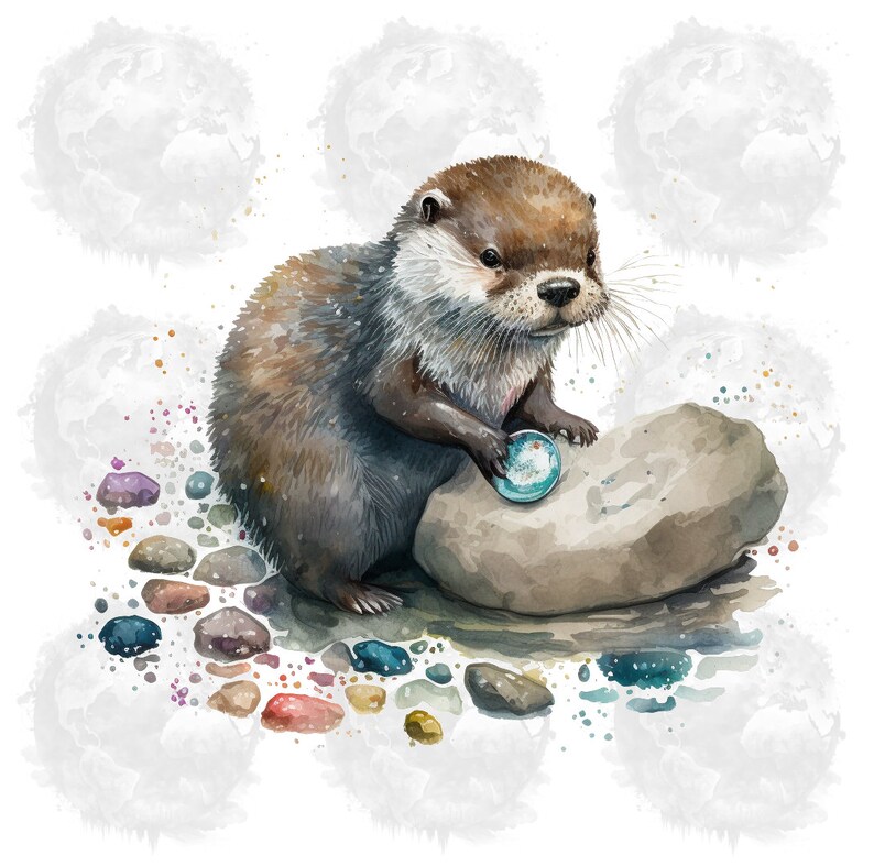 Otter Art Watercolor Otter Clipart Watercolor Otters Otter - Etsy