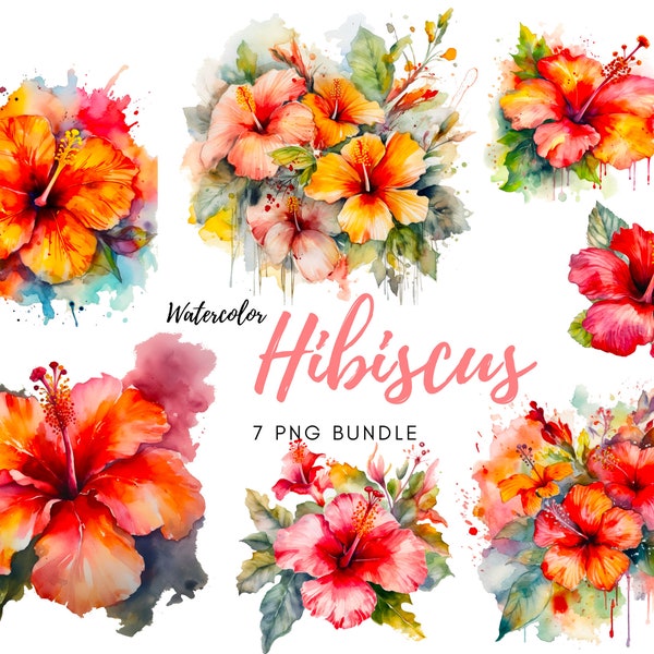 Watercolor Hibiscus - Etsy