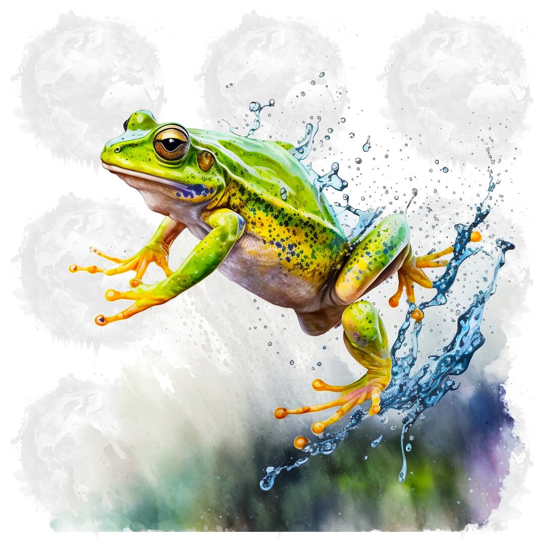 Frog Art, Watercolor Frog Clipart, Watercolor Frogs, Frog Clipart ...