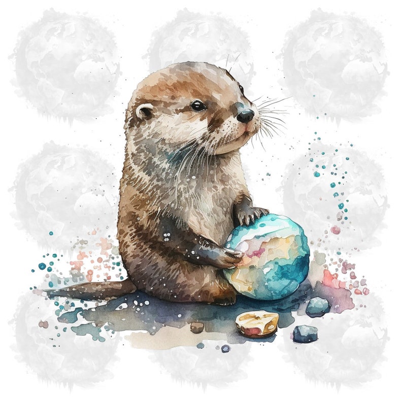 Otter Art Watercolor Otter Clipart Watercolor Otters Otter - Etsy