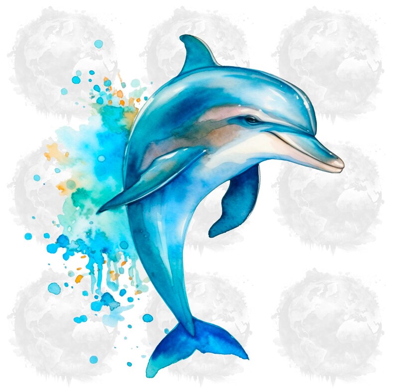 Dolphin Art Watercolor Dolphin Clipart Watercolor Dolphins - Etsy