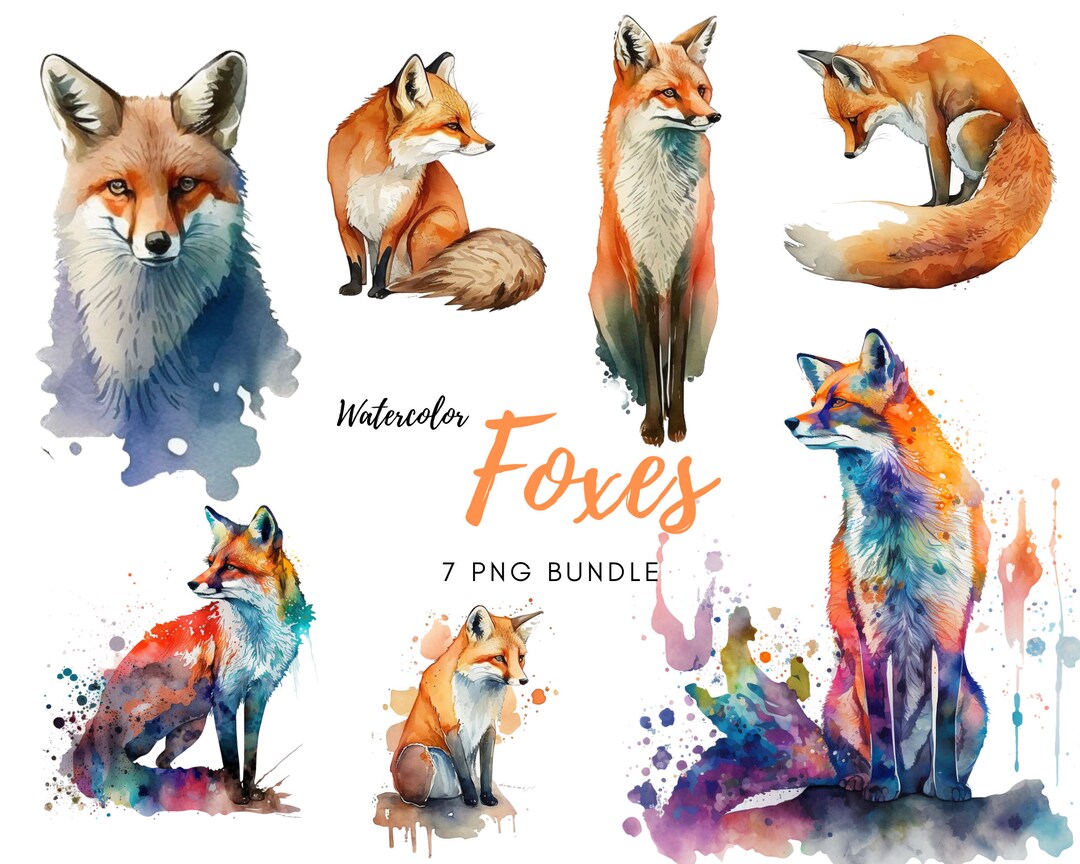 Fox Art, Watercolor Fox Clipart, Watercolor Foxes, Fox Clipart, Animal ...
