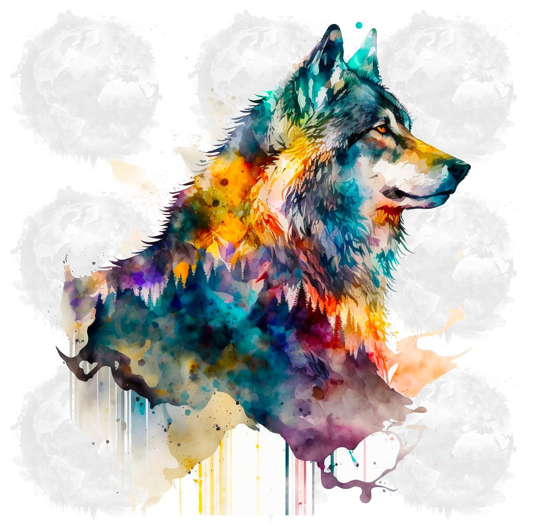 Wolf Art, Watercolor Wolf Clipart, Watercolor Wolves, Wolf Clipart ...