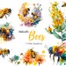 Bee Art, Watercolor Bee Clipart, Watercolor Bees, Bee Clipart, Animal ...